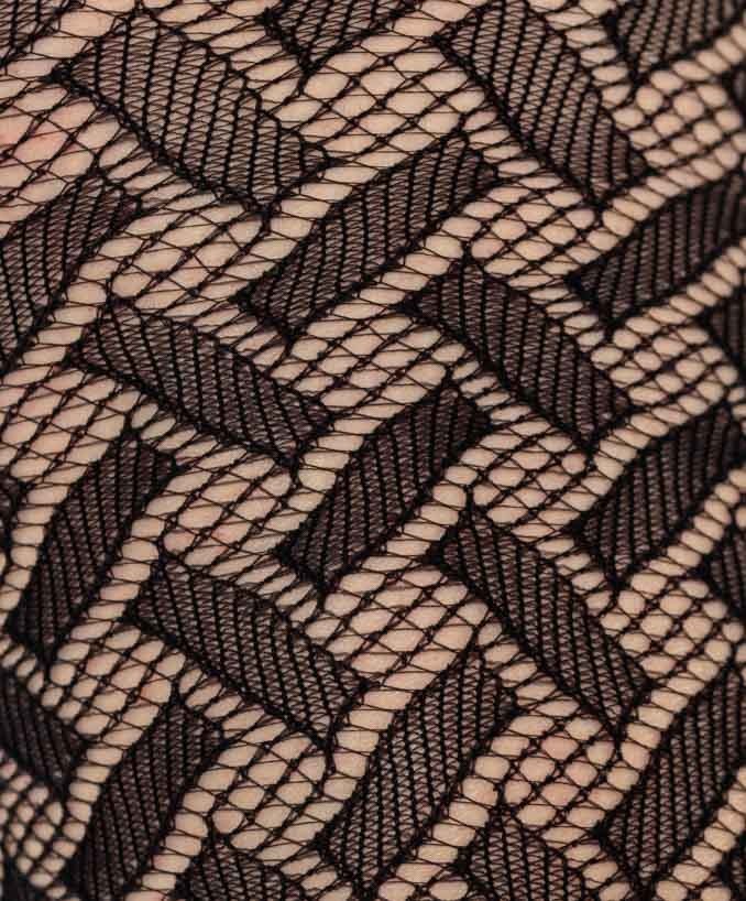 Fishnet Tights with Weave Pattern - Black | Leela Lab