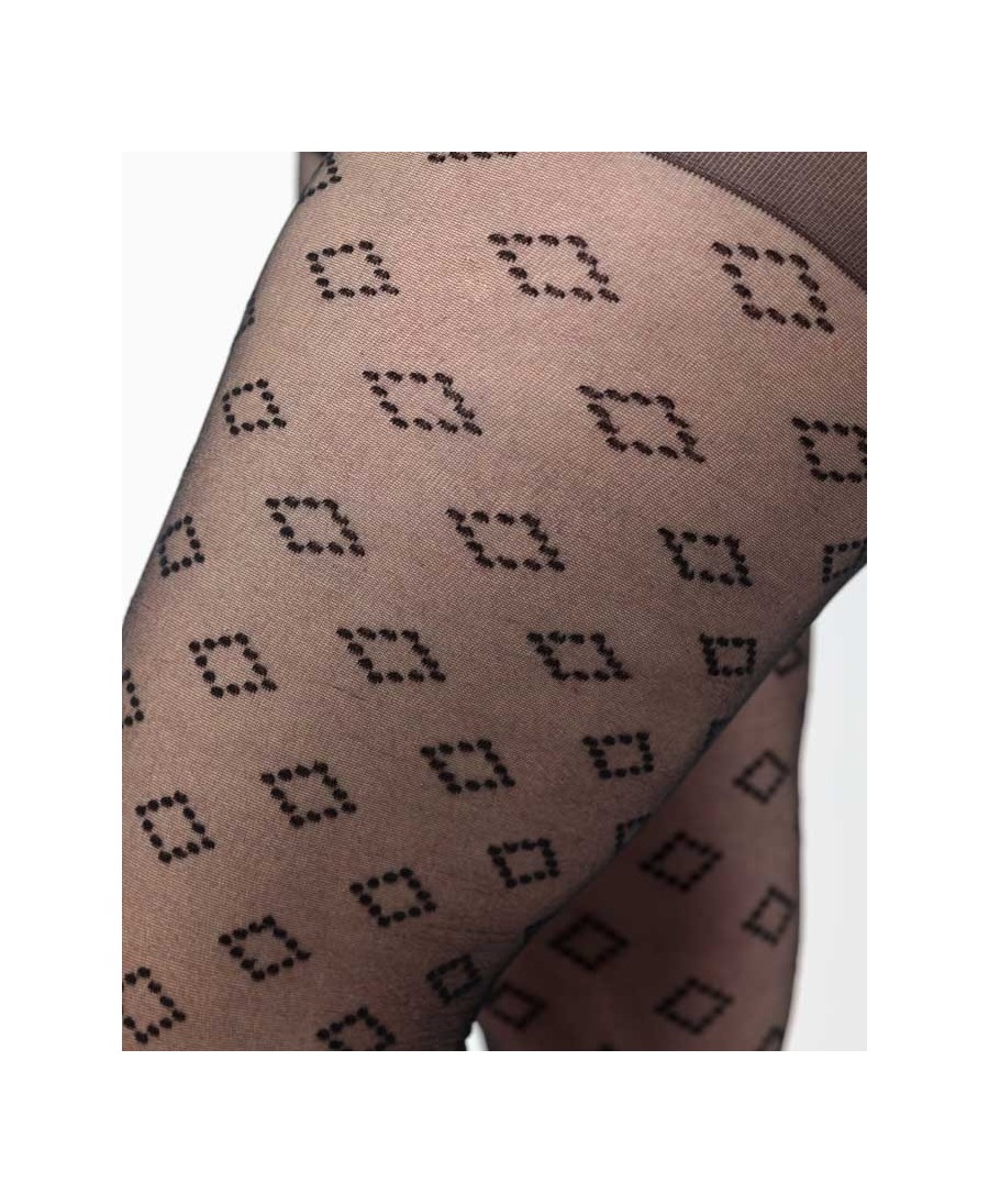 Light Diamonds with dots Tights 30 DEN - Black | Leela Lab